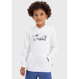 Hoodie LEVI'S KIDS Gr. 10 (140), weiß (hellweiß), Jungen, Obermaterial: 60% Baumwolle, 40% Polyester, bedruckt, Sweatshirts, for BOYS