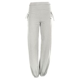 Sporthose WINSHAPE "WH1" Gr. M, Normalgrößen, grau (grey melange) Damen Hosen mit seitlicher Raffung