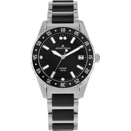 Keramikuhr Jacques Lemans "Liverpool, 42-10A" Armbanduhren schwarz (schwarz, silberfarben) Herren Quarzuhr, Armbanduhr, Herrenuhr,Datum,Leuchtzeiger,Edelstahlarmband