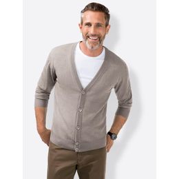 Cardigan Marco Donati, Herren, Gr. 58, beige (natur, meliert), 100% Schurwolle, unifarben, Langarm, Strickjacken