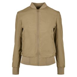 Allwetterjacke Urban Classics "Urban Classics Damen Ladies Light Bomber Jacket", Damen, Gr. M, grün (khaki), 100% Polyester, unifarben, casual, normal, Rundhals, Langarm, Jacken