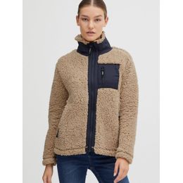 oxmo Fleecejacke Damen gemustert, beige