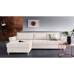 Inosign Ecksofa »Torben L-Form« inkl.Bettfunktion und Bettkasten, Ottomane rechts/links montierbar beige