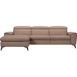 Places of Style Ecksofa »Theron, L-Form, 263 cm, « elektrische Relaxfunktion, USB-Anschluss, manuelle Kopfteilverstellung taupe