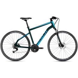 GHOST Fitnessbike &raquo;Square Cross Base AL U&laquo; 27 Gang Shimano Alivio Schaltwerk Kettenschaltung f&uuml;r Damen und Herren, Kettenschaltung blau-schwarz