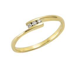 OROLINO Fingerring »Gold 585 mit 3x Brillant zus. 0, 06ct.« gelb 054 (17,2) Edler Damen-Ring aus echtem 585 Gold
