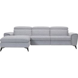 Places of Style Ecksofa »Theron, L-Form, 263 cm, « elektrische Relaxfunktion, USB-Anschluss, manuelle Kopfteilverstellung grau