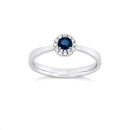 OROLINO Fingerring »Gold 585 mit 12 Brillanten zus. 0, 12ct. und Safir blau« weiß 056 (17,8) Edler Damen-Ring aus echtem 585 Weißgold