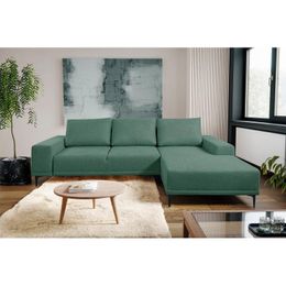 WERK2 Ecksofa »Havanna L-Form« Moderne Eckcouch in Bouclé mit Schlaffunktion & Bettkasten Petrol
