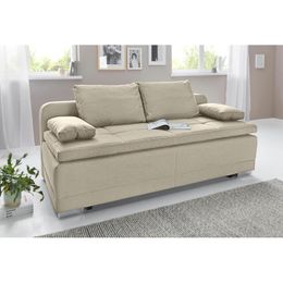 Collection AB Schlafsofa »Berlin« Bettfunktion und Bettkasten, lose Armlehn-und Rückenkissen beige