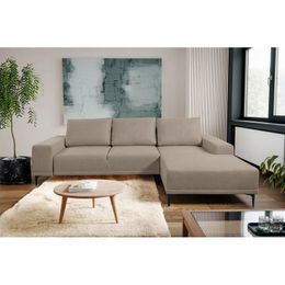 WERK2 Ecksofa »Havanna L-Form« Moderne Eckcouch in Bouclé mit Schlaffunktion & Bettkasten Beige 0