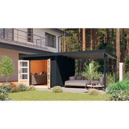 Karibu Gartenhaus »"Plutino C" SET, Anbaudach 3 m Breite« anthrazit-weiß, -staubgrau oder -anthrazit terragrau-anthrazit