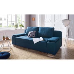 Collection AB Schlafsofa »Paula« mit Federkern, inklusive Bettfunktion und Bettkasten blau