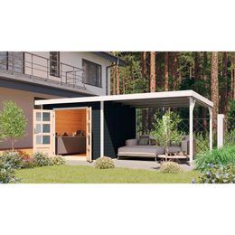 Karibu Gartenhaus »"Plutino C" SET, Anbaudach 3 m Breite« anthrazit-weiß, -staubgrau oder -anthrazit naturbelassen-elfenbeinfarben