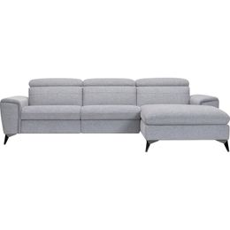 Places of Style Ecksofa »Theron, L-Form, 263 cm, « elektrische Relaxfunktion, USB-Anschluss, manuelle Kopfteilverstellung grau