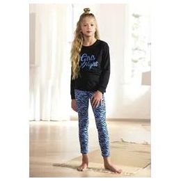 Pyjama Buffalo Gr. 170/176, schwarz (schwarz-blau) Kinder Homewear-Sets Pyjama mit Zebra-Muster