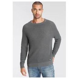 Rundhalspullover Bruno Banani Gr. M (48/50), grau (anthrazit meliert) Herren Pullover mit besonderer Struktur