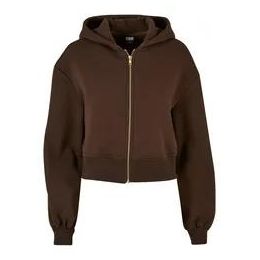 Sweatjacke Urban Classics "Urban Classics Damen Ladies Short Oversized Zip Jacket" Gr. 3XL, braun Damen Sweatjacken