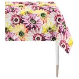 Tischdecke Apelt "1700 Summergarden, Sommerdeko, Sommer", bunt (gelb, apricot, pink), B:150cm L:250cm, Baumwolle, Tischdecken, Digitaldruck