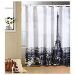 Duschvorhang MSV "PARIS", grau, B:180cm H:200cm, Polyester, Duschvorhänge, Höhe 200 cm