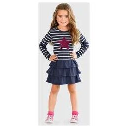 Jerseykleid Kidsworld "für kleine Mädchen" Gr. 140/146, N-Gr, blau (marine-geringelt) Mädchen Kleider für Partys und besondere Anlässe, kniefreie Länge, modischer Stil