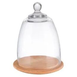 Käseglocke APS Servierglocken Gr. Ø 18,5cm + Höhe 24cm, farblos (transparent) Ø 18,5 cm, Glas, Buchenholz, für Früchte, Gemüse, Aufschnitt u. Käse