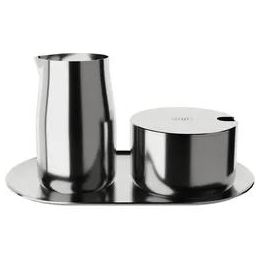 Milch- und Zuckerset Alfi "MILK & SUGAR" Geschirr-Sets Gr. 3 tlg., silberfarben (stainless steel polished) inkl. Tablett