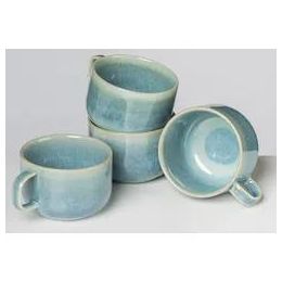 Tasse GIPFELSTÜCK "Tiefer See" Trinkgefäße Gr. 220 ml, 4 tlg., bunt (grün, blau) Kaffeetasse Scandi-Style, Reaktivglasur, jedes Stück ein Unikat, 4-teilig