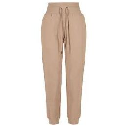 Jogginghose Urban Classics "Urban Classics Damen Ladies Organic High Waist Sweat Pants" Gr. M, US-Größen, grau (softtaupe), Damen, 100% Baumwolle, unifarben, Hosen