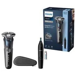 Elektrorasierer Philips "Shaver Series 5000 S5889/11" grau Nasen- und Ohrenhaartrimmer, Etui, mit SkinIQ Technologie