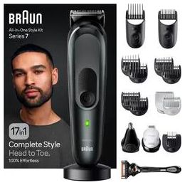 Haarschneider Braun "All-In-One Styling Set MGK7491" schwarz (schwarz, grau) Wasserdicht, 17-in-1 Barttrimmer