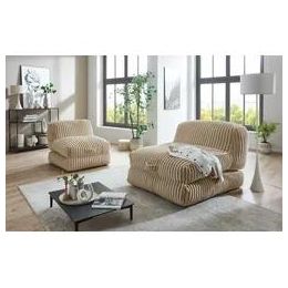 XXL-Sessel Inosign "Pia" Sessel Gr. Breitcord, Bettfunktion, B/H/T: 83cm x 80cm x 95cm, beige (creme) Loungesessel in Megacord, 2 Größen, Schlaffunktion und Pouf-Funktion