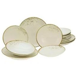 Teller-Set Creatable "Nature Collection Natural Living" Geschirr-Sets Gr. 12 tlg., beige Reaktivglasur mit Sprenkeln, jedes Stück ein Unikat