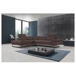 Ecksofa Egoitaliano "Queenie, extravagantes Sofa mit erstklassigem Sitzkomfort" Sofas Gr. B/H/T: 284 cm x 95 cm x 108 cm, Luxus-Microfaser in Lederoptik, Ottomane links, braun (mokka) mit verstellbarer Armlehne und Kopfteilen für Wohlfühlkomfort