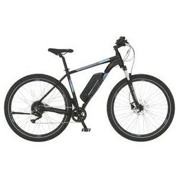 E-Bike Fischer FAHRRAD "MONTIS EM 1724 422" E-Bikes Gr. 51cm, 27,5 Zoll (69,85cm), schwarz (schwarz/blau) Pedelec, Elektrofahrrad für Damen u. Herren, MTB