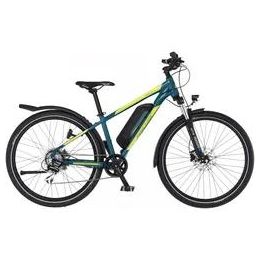 E-Bike Fischer FAHRRAD "TERRA 2.1 422" E-Bikes Gr. 38cm, 27,5 Zoll (69,85cm), blau (grün glanz) Pedelec, Elektrofahrrad für Damen u. Herren