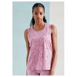 Funktionsshirt Lascana ACTIVE Gr. M (40/42), rosa, Damen, Obermaterial: 60% Baumwolle, 40% Polyester, unifarben, leicht transparent, Shirts, Sportshirt mit Rundhalsausschnitt und Logodruck