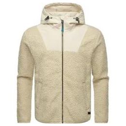 Fleecejacke Ragwear "Adar", Herren, Gr. XXXL (58), beige (ecru), Fleece, Obermaterial: 100% Polyester, Innenfutter: 100% Polyester, sportlich, gerade hüftlang, hoch geschlossener Ausschnitt, Langarm Ärmel ohne Ärmelschlitz abgesteppte Kante, Jacken, Angesagte Herren Plüschjacke mit hohem Kragen