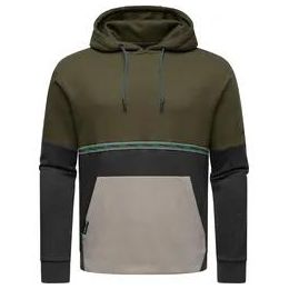 Hoodie Ragwear "Blocky Hoody" Gr. XXXL (58), grün (olivgrün) Herren Sweatshirts Sportlicher Kapuzenpullover mit Blockstreifen