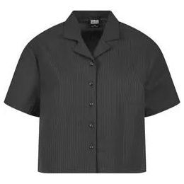 Langarmhemd Urban Classics "Urban Classics Damen Ladies Seersucker Shirt" Gr. XL, US-Größen, schwarz Damen Hemden