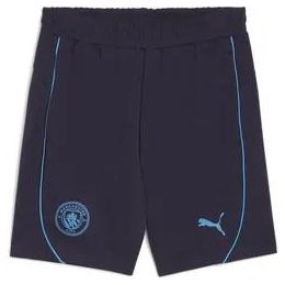 Sporthose Puma "Manchester City Casuals Shorts Herren" Gr. S, Normalgrößen, blau (new navy magic blau), Herren, Obermaterial: 76% Baumwolle, 24% Polyester; Taschenfutter: 100% Baumwolle, colorblocking, Hosen