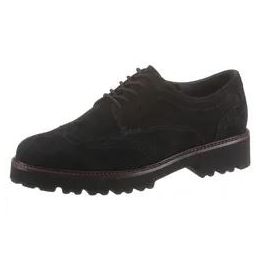 Schnürschuh Gabor, Damen, Gr. 35, schwarz, Ziegenveloursleder, unifarben, klassisch, Schuhe, mit dezenter Lyralochung, Freizeitschuh, Halbschuh, Schnürschuh