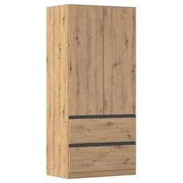 Drehtürenschrank Rauch "Kleiderschrank Schrank Garderobe Wäscheschrank COSTA in 3 Breiten" Schränke Gr. B/H/T: 90cm x 197cm x 54cm, 2 St., braun (eiche artisan) viel Platz, grifflose Front und Push-to-Open Funktion MADE IN GERMANY