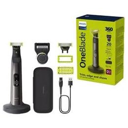 Elektrorasierer Philips "OneBlade Pro 360 Face & Body QP6652/30" schwarz (.) 360 Grad Klinge, 20 Längeneinstellungen, inkl. Ladestation & Reiseetui