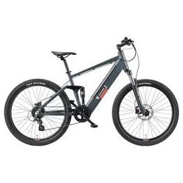 E-Bike Telefunken "Aufsteiger M936" E-Bikes Gr. 46cm, 27,5 Zoll (69,85cm), grau (granitgrau) Pedelec, Elektrofahrrad, Damen, Herren, MTB, Fully