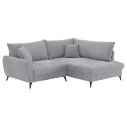 Ecksofa Home Affaire "Blackburn II, L-Form" Sofas Gr. B/H/T: 230cm x 71cm x 190cm, Microfaser, Ottomane rechts, grau (memphis 45 grau) Mit Kaltschaumpolsterung bis 140 kg belastbar