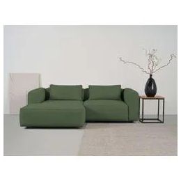 Ecksofa Andas "Tvinnet" Sofas Gr. B/H/T: 228cm x 73cm x 166cm, Struktur grob, Recamiere links, grün (dunkelgrün) Breite 228 cm, extra tiefe Sitzfläche, kubisches Sitzvergnügen