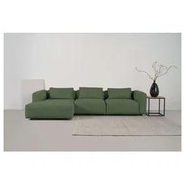 Ecksofa Andas "Tvinnet" Sofas Gr. B/H/T: 317cm x 73cm x 166cm, Struktur grob, Recamiere links, grün (dunkelgrün) Breite 317 cm, extra tiefe Sitzfläche, kubisches Sitzvergnügen