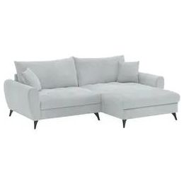 Ecksofa Home Affaire "Blackburn II, L-Form" Sofas Gr. B/H/T: 246cm x 71cm x 170cm, Microfaser, Recamiere rechts, grau (novaclean avanti 3 silver) Mit Kaltschaumpolsterung bis 140 kg belastbar