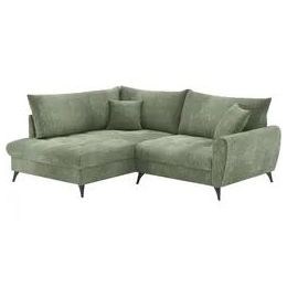 Ecksofa Home Affaire "Blackburn II, L-Form" Sofas Gr. B/H/T: 230cm x 71cm x 190cm, Veloursstoff, Ottomane links, grün (dolce 11 green) Mit Kaltschaumpolsterung bis 140 kg belastbar